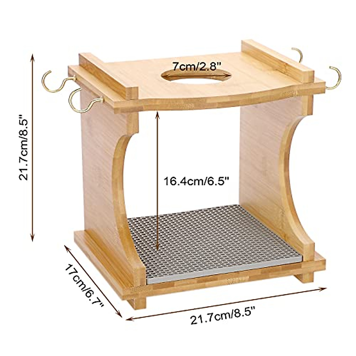 ELLDOO Bamboo Coffee Dripper Stand, Pour Over Coffee Stand, Coffee Extraction Drip Station,Coffee Shared Pot Filter Cup Holder with Grey Silicone Dripper Mat