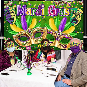 Large 71" X 43" Green Mardi Gras Banner, Mardi Gras Decorations for Party, Mardi Gras Party Decorations Mardi Gras Backdrop, Mardi Gras Party Supplies for Masquerade tineit