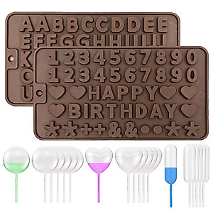 150PCS 4ml Squeeze Transfer Cupcakes Pipettes, SourceTon Silicone Letter Mold and Number Chocolate Molds with Plastic Squeeze Dropper (Rectangular,Heart,Round Shape)