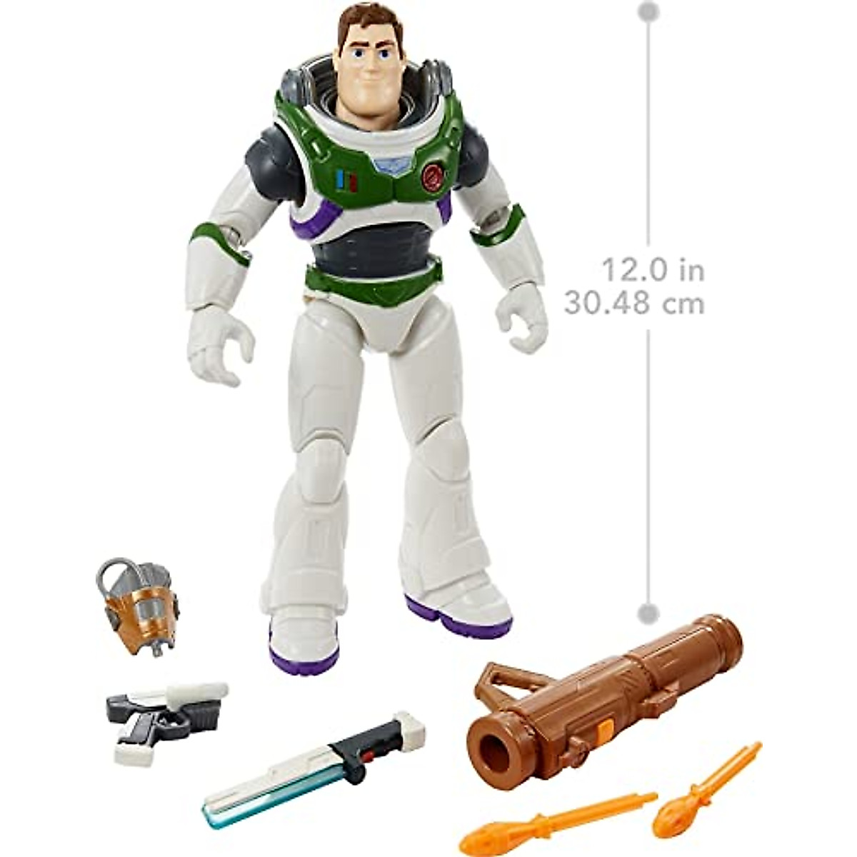 Mattel Lightyear Toys 12-in Action Figure with Accessories, Buzz Lightyear with 4 Gear Up Accessories