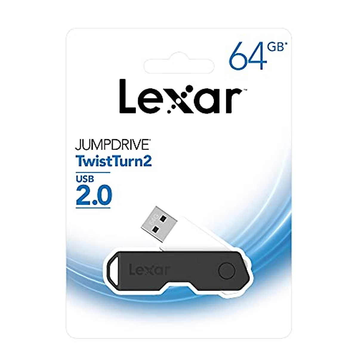 Lexar JumpDrive TwistTurn2 64GB USB 2.0 Flash Drive, Black (LJDTT2-64GABNABK)