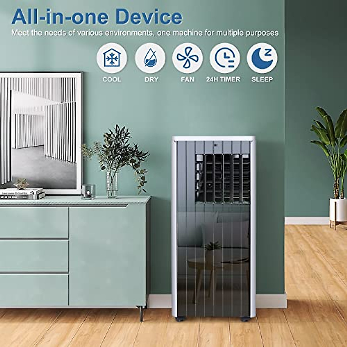 IAGREEA Portable Air Conditioner 10,000 BTU, Portable AC Unit for Rooms up to 400 Sq.Ft with Dehumidifier, Fan Modes, Auto Cooling & 24 Hour Timer, Window Mount Exhaust Kit-1130W