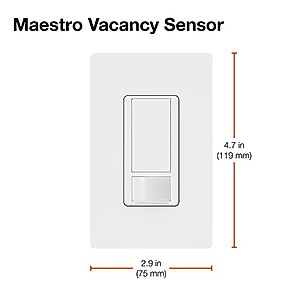 Lutron Maestro Vacancy-Only Sensor Switch | 5 Amp, Single-Pole/Multi-Location | MS-VPS5M-WH | White