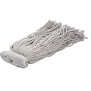 SPARTA Flo-Pac Mop Head Cut-End, Screw Top with White Band for Organized Cleaning, 18 Inches, White