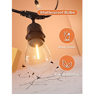 addlon LED Outdoor String Lights 36FT with Dimmable Edison Vintage Shatterproof Bulbs and Commercial Grade Weatherproof Strand - ETL Listed Heavy-Duty Decorative Lights for Patio Garden