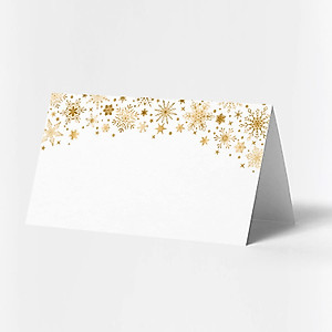 Christmas Place Cards (3.5 x 2 in) 25 pcs, Table Name Cards for Christmas Party, Seating Name Cards, Food Labels, Scored for Easy Folding, Christmas Party Supplies, Fiesta Party - SJK014