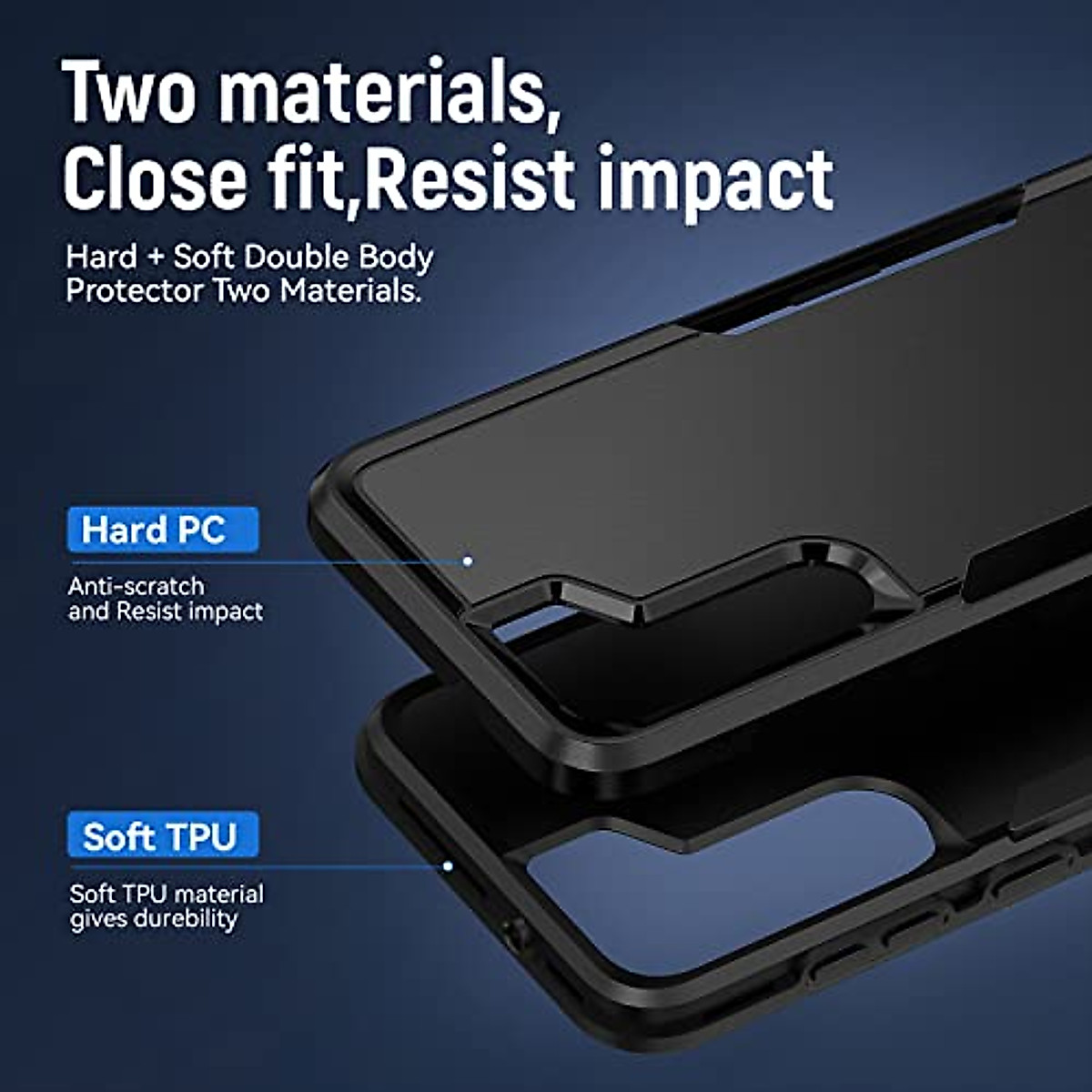 Warsia for Samsung Galaxy S23 Case,Galaxy S23 Case with Screen Protector [Military Grade Drop Tested] Heavy-Duty Tough Rugged Shockproof Protective Case for Samsung S23 6.1", Black