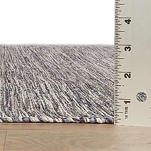 Home Conservatory Solid Handwoven Indoor/Outdoor Rug, 8 X 10 Feet, Blue Solid Pattern