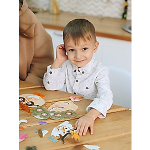 Funny Faces Games for 3+ Year olds Girls, Board Games for Toddler Age 3-5, 58 Piece - Kids Memory Matching Game for 2 to 4 Players, Crafts for Kids, Preschool Activities, Speech Therapy Materials