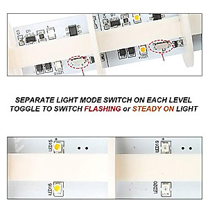 LUBAN Led Signal Tower Stack Lights, Industrial Signal Warning Lights, Column Tower Lamp Andon Lights with Rotatable Base, Steady/Flashing Light Switchable,12V 24V DC(3-Layer, no Buzzer)