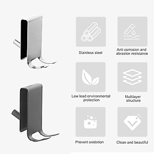 HOUSEEN Shower Door Hooks, 2pcs Over The Door Hooks, Heavy Duty Drilling-Free Double Sided Sided Shower Towel Hooks for Bathroom Frameless Glass Shower Door Stainless Steel