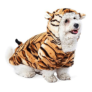 Mogoko Funny Dog Tiger Costumes, Pet Halloween Christmas Cosplay Dress Small Pet Cat Tiger Costume Animal Fleece Hoodie Warm Outfits Clothes