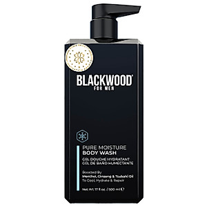 Blackwood For Men Pure Moisture Body Wash - Infused with Ginseng & Menthol - Natural Vegan Formula for Sensitive Skin and Workout Recovery - Sulfate Free, Paraben Free, & Cruelty Free (17 Oz)