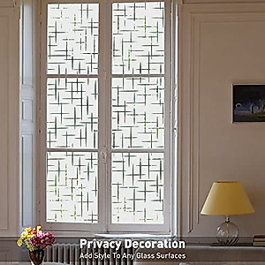 UETEX Window Film,Frosted Privacy Film for Glass Door,Self Static Cling Frosting Decorative Window Stickers Window Covering for Home Bathroom, Cross Pattern 23.6 x 78.7 inches