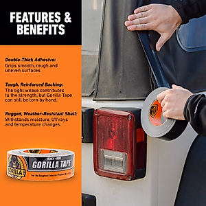 Gorilla Duct Tape, 1.88" x 50yd, Black (Pack of 6)