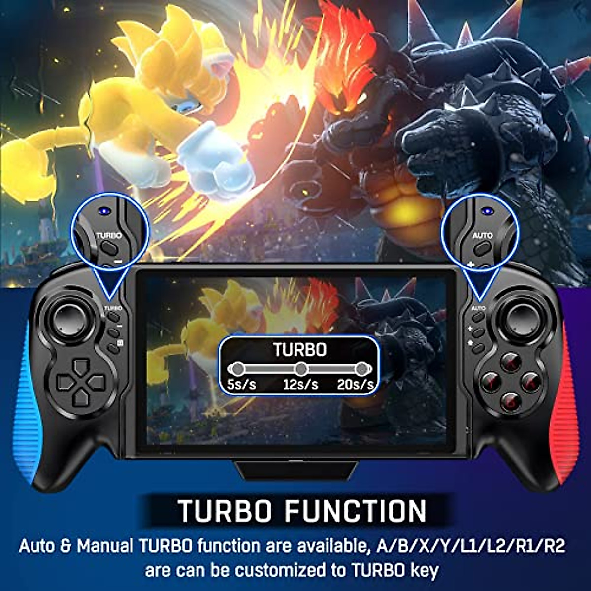 Switch Controller for Nintendo Switch/OLED, One-Piece Joypad Controller Replacement for Nintendo Switch Pro Controller, Switch Controllers Remote with Adjustable TURBO and Dual Motor Vibration