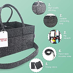 HOMEVAGE Diaper Caddy Caddies Organizer, Baby Cloth Diapering, Tote Bag, Nursery Storage Bin for Changing Table, Portable Car Travel Organizer (Black)