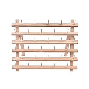 SUPVOX 30 Spool Cone Wall Mount Foldable Wood Thread Stand Rack Embroidery Machine Holds Organizer Sewing Storage Holder