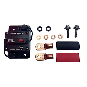 Truck Upfitters Surface Mounted 150A Circuit Breaker (12V-48V, 150 Amp) for DC Automotive and Marine/Boat use: Main Power Breaker, Audio, Winches, Solar, Lighting, Electric Motors & Other Accessories.