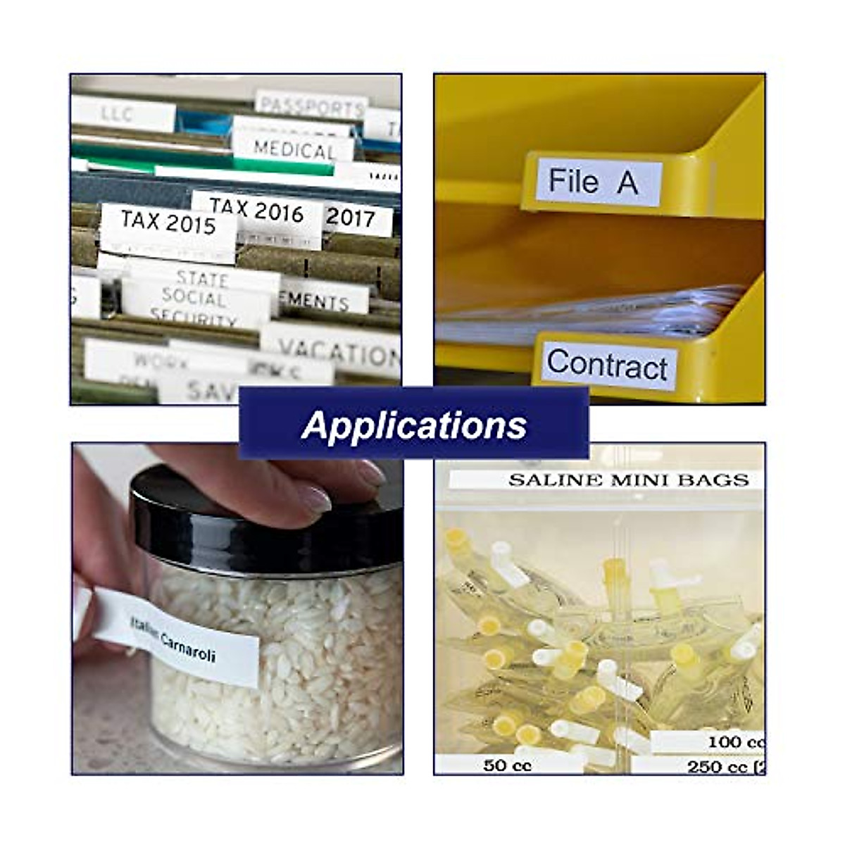 Weemay Compatible LT Paper Label Tape Replacement for Dymo Letratag Refills White Tape 12mm x 4m 91330 10697 (S0721510) Self Adhesive Paper Tape for LetraTag LT-100T LT-100H Label Machine, 8 Pack