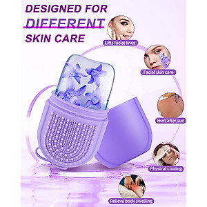 MYSEXY Ice Roller for Face & Eye, Beauty Facial Ice Rollers Ice Holder Mold Face Puffiness Relief Massage Skin Care Tools for Brighten Lubricate Shrink Pores Remove Fine Lines (Purple)