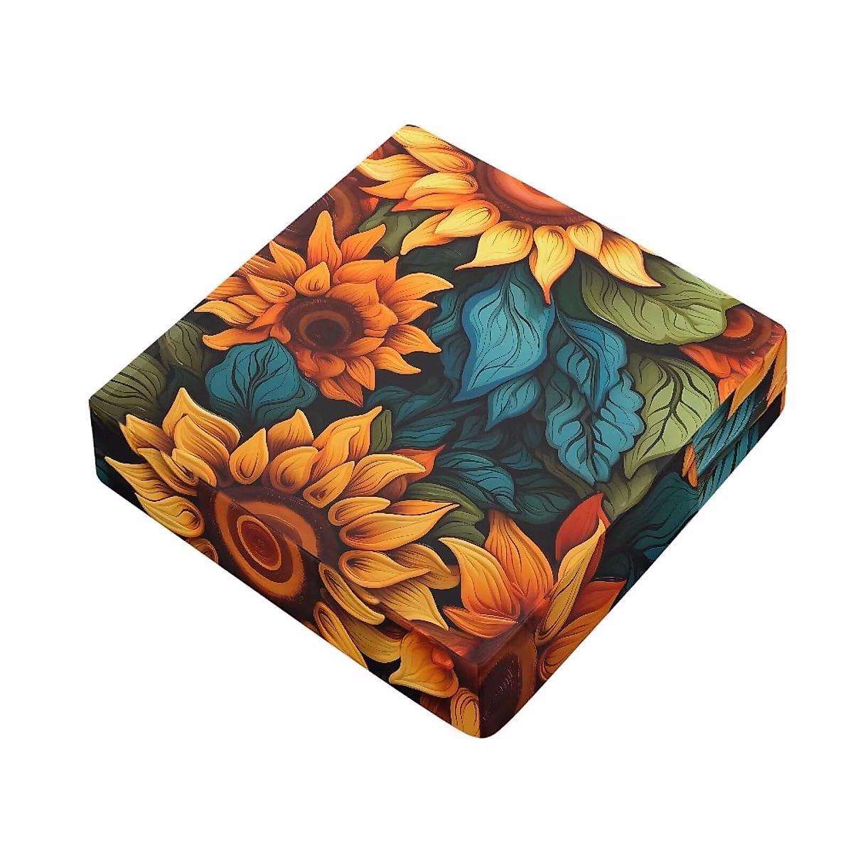 Psesaysky Sunflower Outdoor Cushion Cover Washable Patio Furniture Chair Replacement Cover Stretch Waterproof Outdoor Chair Pad for Patio Universal Fit