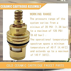 Ceramic Cartridge Assembly Compatible with T&S Brass Faucets Temperature 40F-140F, Pressure 20PSI-125PSI Cold Ceramic Cartridge faucet parts Replace 013788-45