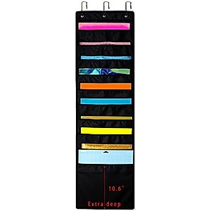 ZENXUS Hanging Organizer, 12x12 Paper Storage, Deep Pocket Vinyl Holder, for Cardstock, Scrapbook, Craft Paper, Cut Mat, 3 Door Hooks Included
