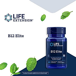 Life Extension B12 Elite - 1000mcg Vitamin B12 Supplement for Energy Metabolism, Brain and Nerve Health – Non-GMO, Vegetarian, Gluten-Free – Dissolvable and Chewable 60 Lozenges