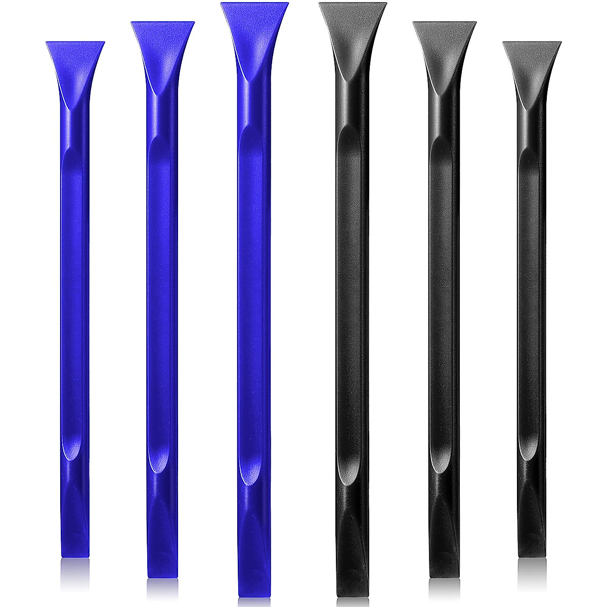 6 Pieces Non-Scratch Plastic Scraper Tool Carbon Fiber Plastic Scraper Multi-Purpose Cleaning Scraper Tool for Cleaning Small and Narrow Spaces, Glass, Label, Stickers, Paint, Food, Etc.(Blue, Black)