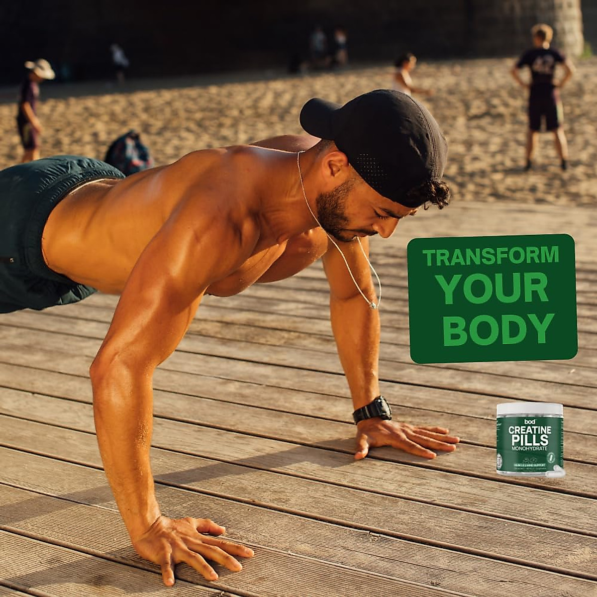 Goba Tea BOD Creatine Monohydrate Pills for Muscle Support, Vegan Pre or Post-Workout Creatine Capsules for Women and Men, 5g Micronized & Instantized Creatine per Serving, 45 Servings, 180 Capsules