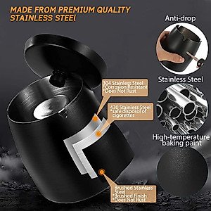 Outdoor Cigarette Ashtray with Lid Smokeless Stainless Steel Ash Trays Covered Windproof Smell Proof Ashtrays for Outside Patio Home Odorless Office Tabletop, Small(3.1"x2.9"x3.1")