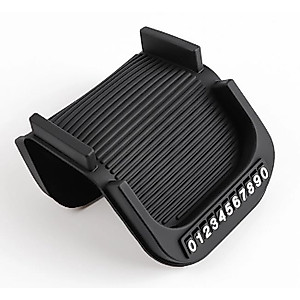 ZBGUN Pack-1 PVC Multi-Functional Anti-Slip Mat, 7.8 Inches x 4.3 Inches Car Phone Holder with Double Card Slots, Automobile Interior Products, Universal for Most Cars, SUVs and Vans (Black)