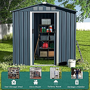 Gotland 6' x 4' Metal Storage Shed for Outdoor, Outdoor Storage Shed with Design of Lockable Doors, Utility and Tool Storage for Garden, Backyard, Patio, Outside use.