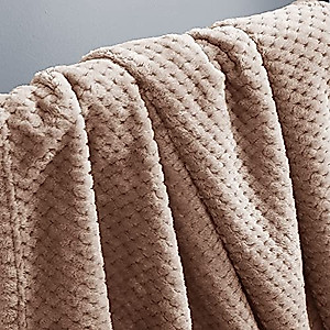 Exclusivo Mezcla Fleece Throw Blanket, Super Soft and Warm Blankets for Couch, Sofa and Bed Waffle Textured, Cozy, Fuzzy and Lightweight (Camel, 40x50 Inches)