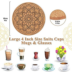 10 Pieces Cork Coasters for Drinks, Billbotk Cup Coasters with Holder for Coffee Table Tabletop Protection, Home Decor, Suitable for Cups, Mugs, Drinks