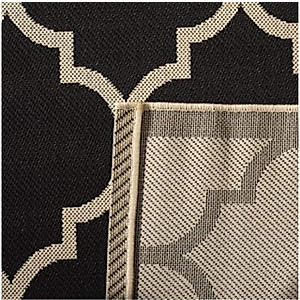 SAFAVIEH Courtyard Collection 2'3" x 12' Black/Beige CY6918 Trellis Indoor-Outdoor Waterproof Easy-Cleaning Patio Backyard Mudroom Runner-Rug