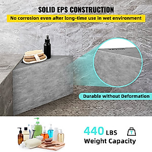 VEVOR Ready to Tile Shower Seat, 22.4" x 16" x 20" corner shower bench, Factory Waterproof & 100% Leak Proof Tileable Shower Corner Seat, 440lbs Load-Bearing Triangular Board Shower Bench, Grey