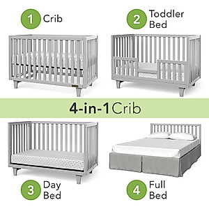 Child Craft Tremont 4-in-1 Convertible Crib, Baby Crib Converts to Day Bed, Toddler Bed and Full Size Bed, 3 Adjustable Mattress Positions, Non-Toxic, Baby Safe Finish (Gentle Gray)