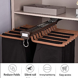 MYOYAY Pull Out Trousers Rack 22 Arms Steel Pull Out Pants Rack Pants Hanger Bar Clothes Organizers for Closet for Space Saving and Storage Maximum Load 33lbs Beige 23.4x18x5.7inch