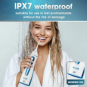 Water Dental Flosser Pick for Teeth: Nicwell 4 Modes Cordless Portable Rechargeable Oral Irrigator IPX7 Waterproof Cleaner Pik Deep Cleaning Flossing Pic Machine for Home Travel