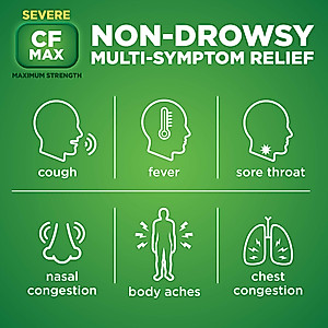 Amazon Basic Care Tussin Severe CF Max Syrup, Multi-Symptom Cough, Cold and Flu Liquid Medicine, Non-Drowsy, Relieves Cough, Sore Throat, Body Aches, Fever, Nasal and Chest Congestion, 8 fl oz