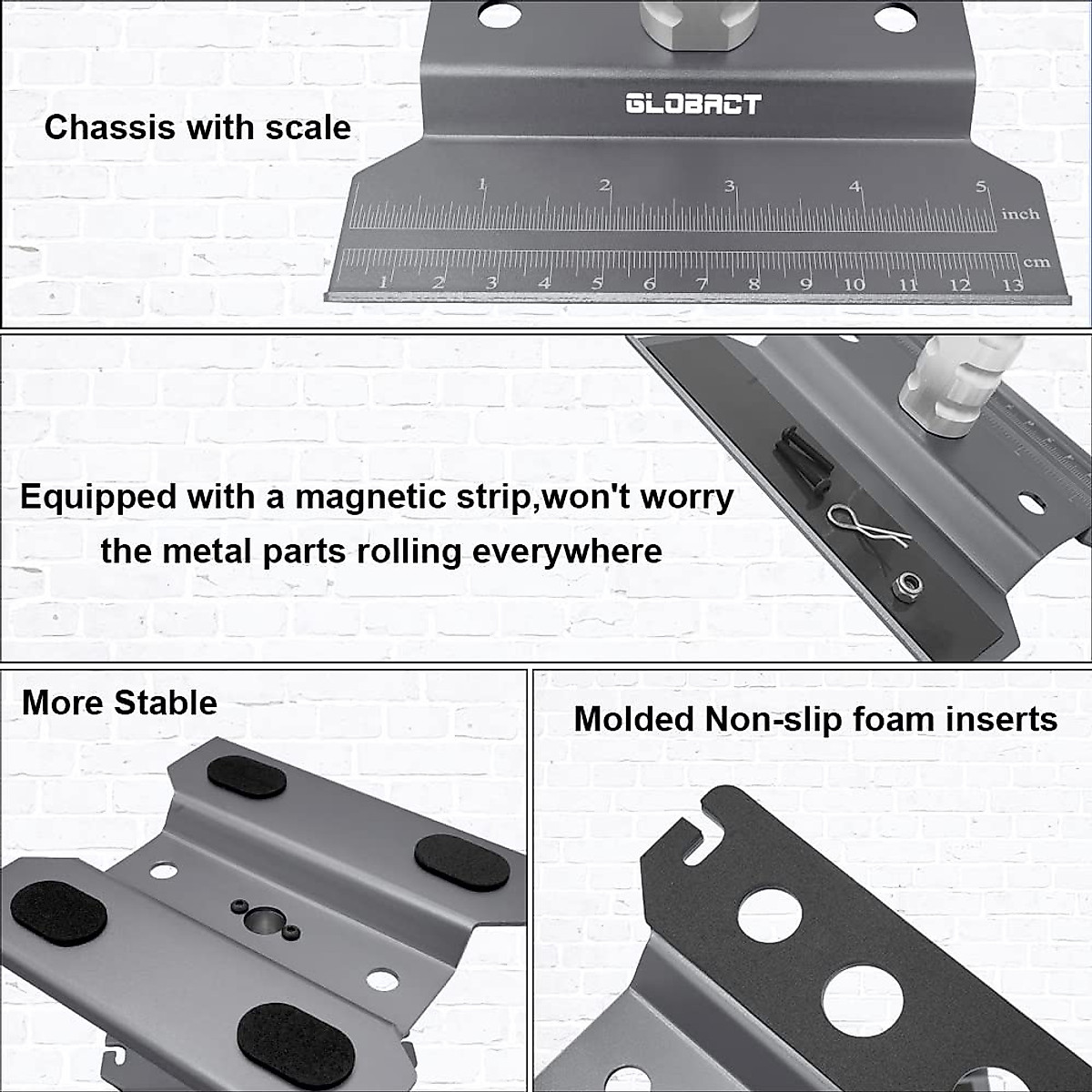 GLOBACT RC Car Repair Work Stand Repair Tool Set 360 Degree Rotation and 521 PCS RC Screws Kit and RC Screwdrivers and Screws Pallet Kit for 1/8 1/10 1/12 1/16 1/18 RC Car Truck Crawler (Titanium)