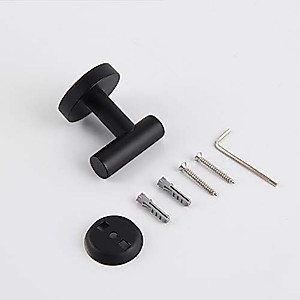 GERZWY Bathroom Matte Black Coat Hook SUS 304 Stainless Steel Single Towel/Robe Clothes Hook for Bath Kitchen Contemporary Hotel Style Wall Mounted 2 Pack AG1107B-BK