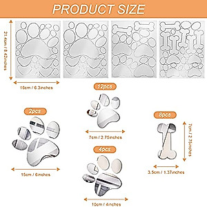 26 Pcs Dog Decor Mirror Stickers Dog Paw Bones Prints Acrylic Mirror Wall Sticker Removable Dog Pup Room Wall Decors Kids Children Nursery Bedroom Home Decoration