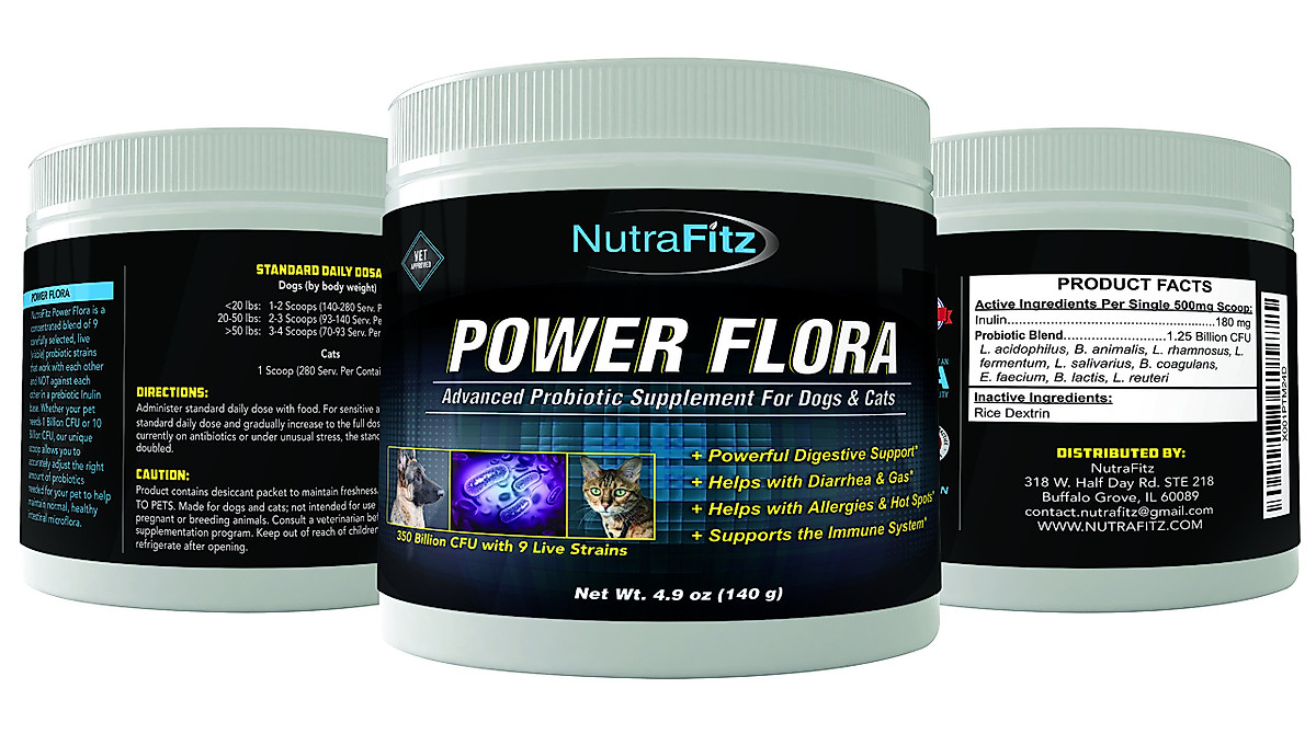 NutraFitz Power Flora Probiotics for Dogs & Cats
