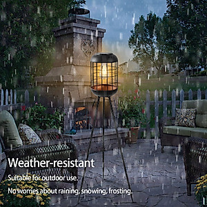 JJALIGHTS Solar Floor Lamp Outdoor Lights, Metal Solar Lamp Waterproof Large Lantern Outdoor Decoratiions for Patio Deck Lawn Yard Garden Pathway (Black)