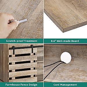 YITAHOME Farmhouse TV Stand for 65/60/ 55 Inch TV, Rustic Modern Entertainment Center for 300 lbs with Sliding Barn Door, Wood TV Media Console Storage TV Cabinet for Living Room, Grey Wash