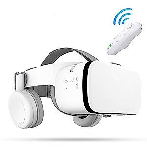 3D VR Virtual Reality Headset, Bluetooth Wireless VR Headset Compatible with 4.7-6.3" iPhone iOS/Android, VR viewer for IMAX Movies and Games (White)