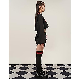 Winx Club Women's Dark Bloom Long-sleeves Blouser and Shorts Loungewear Two-Piece Pajamas Set Sleepwear (Large) Black